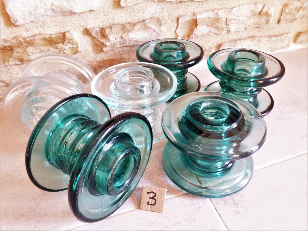 Set of 2 French Tempered Glass Electrical Insulators Lamp - Etsy