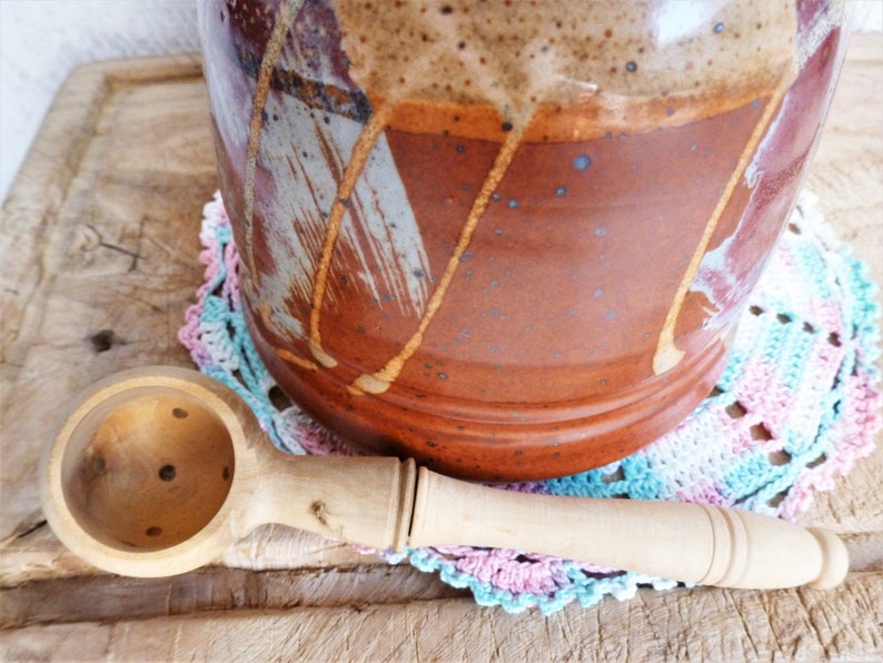 Ceramic Salt Box With Its Wooden Spoon, Enameled Stoneware Salt Pot ...