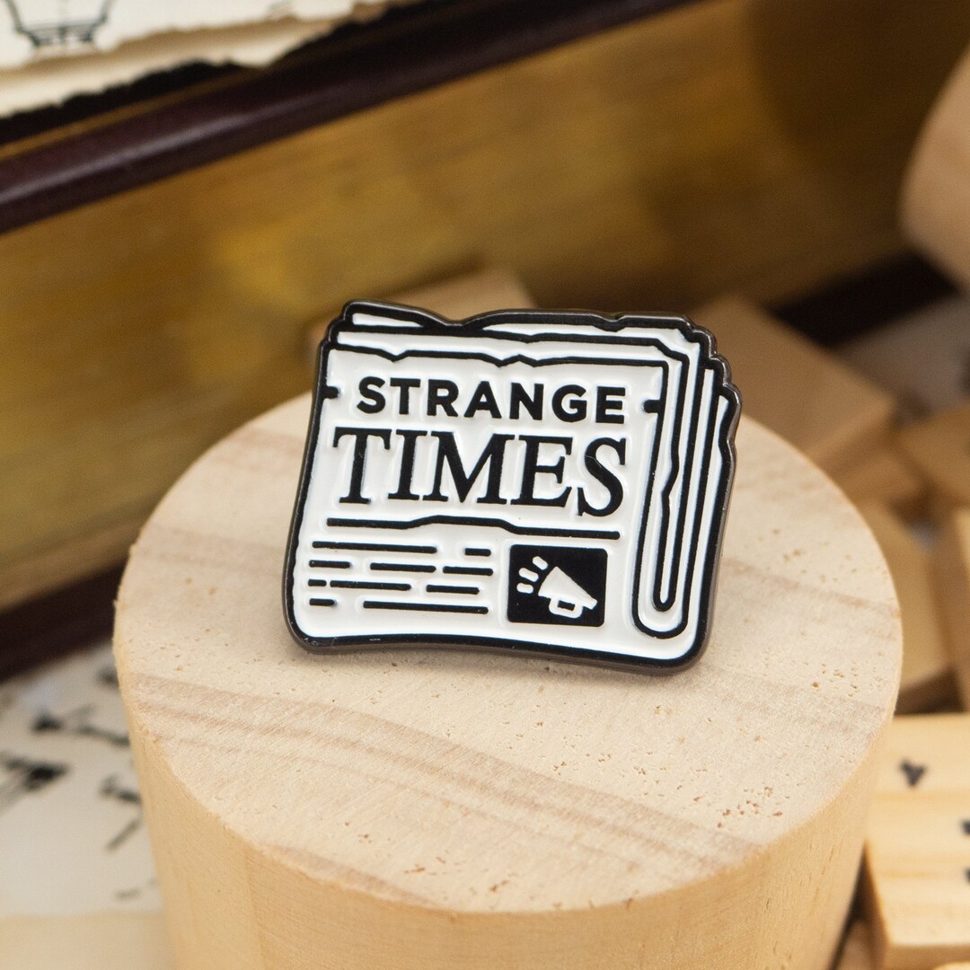 Strange Times Newspaper Enamel Pin: Monochrome Minimalist Design - Etsy