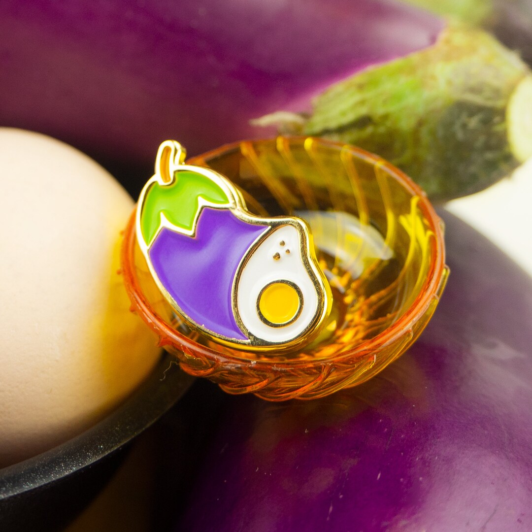Funny Egg Plant Enamel Pin Eggplant, Aubergine, Brinjal Pin Puns and ...