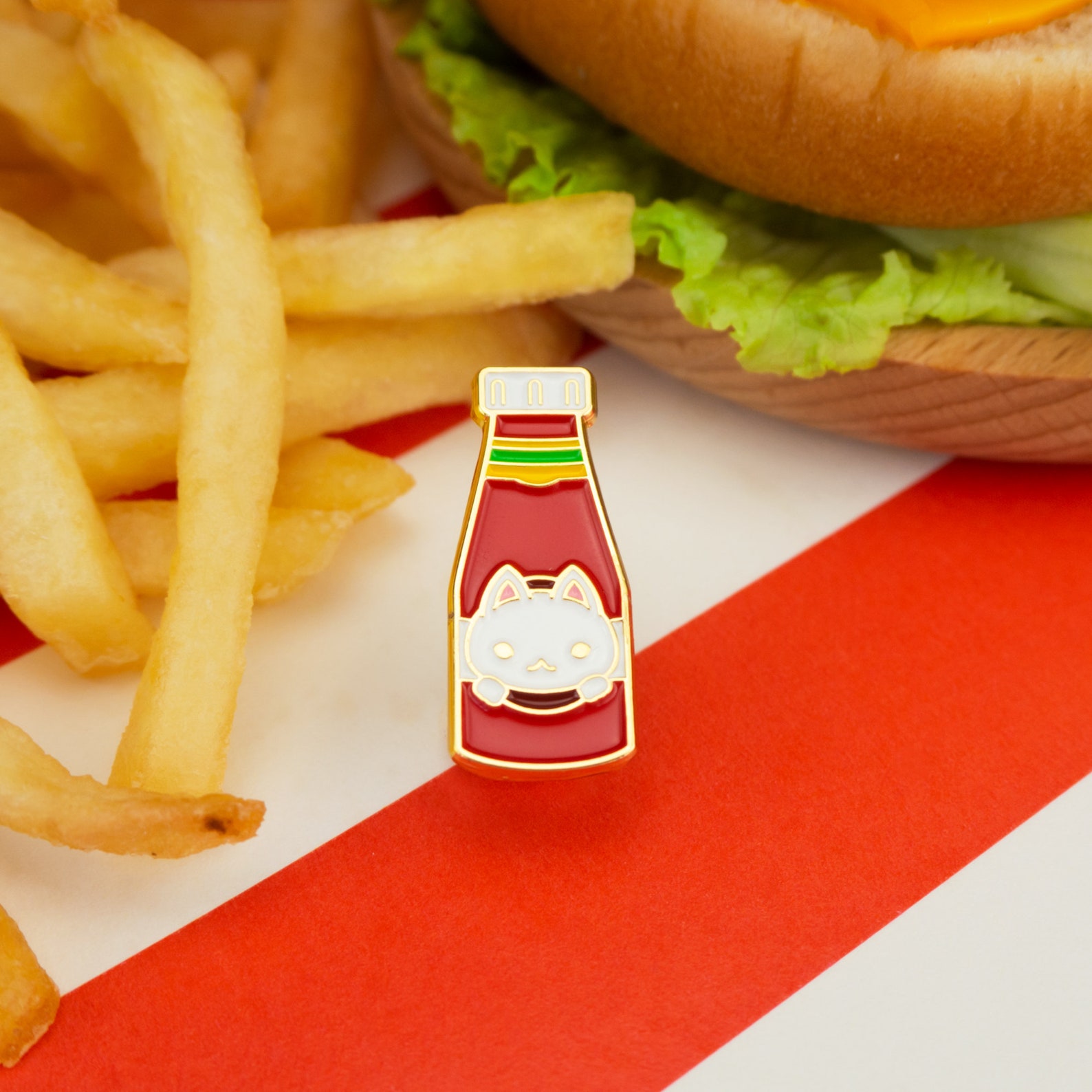 Ketchup Cat Enamel Pin Fun and Quirky Bestie/couple - Etsy
