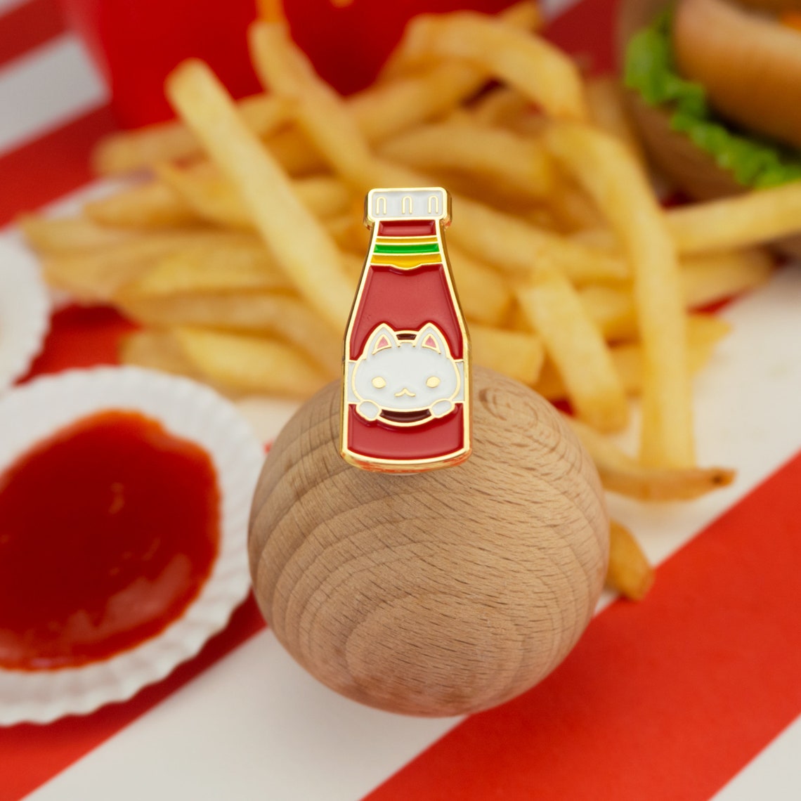 Ketchup Cat Enamel Pin Fun and Quirky Bestie/couple - Etsy