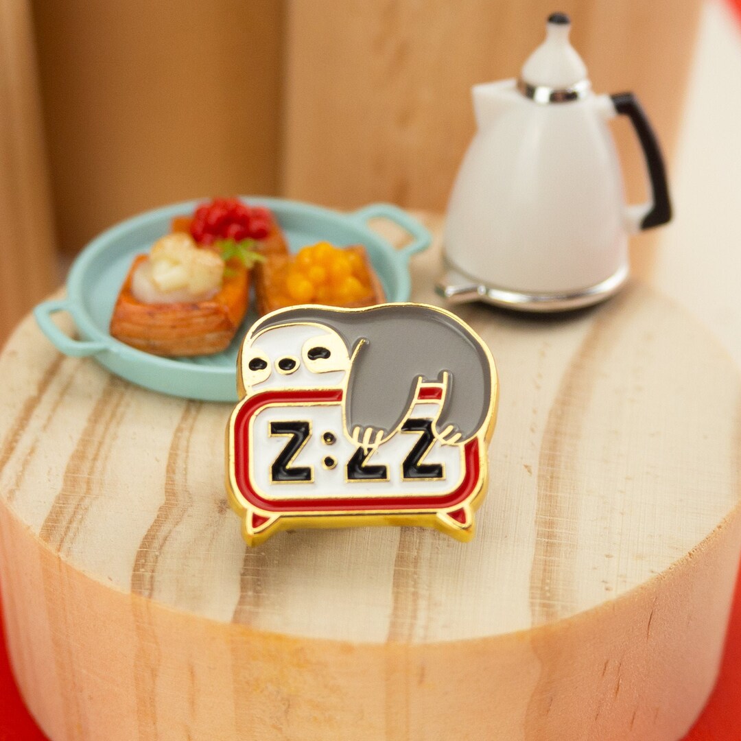 Sloth Alarm Enamel Pin Snooze Master Gift for Lazy People - Etsy