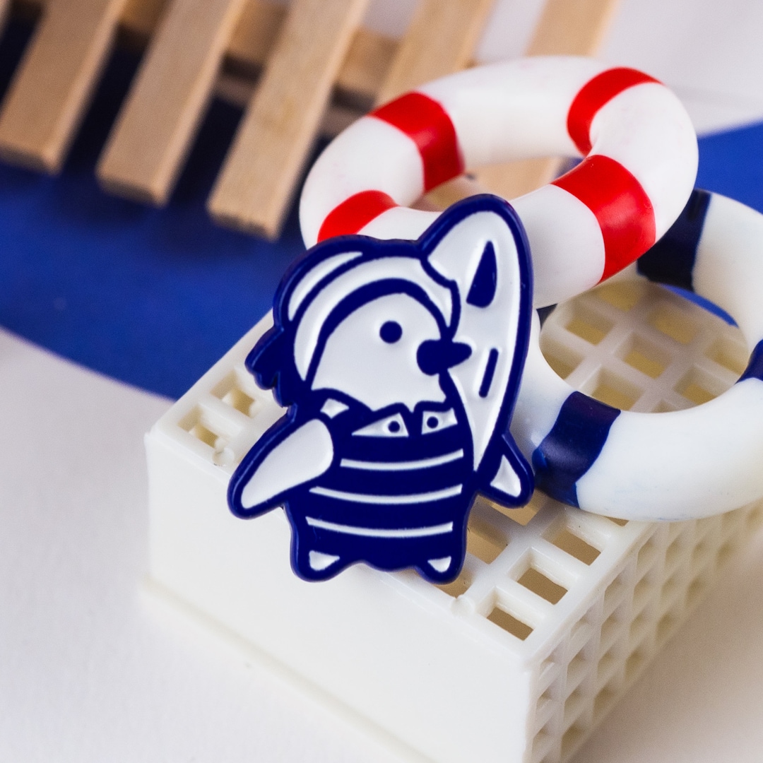 Penguin Surfer Dyed Metal Enamel Pin — Penguin Swim Club | Surfing ...