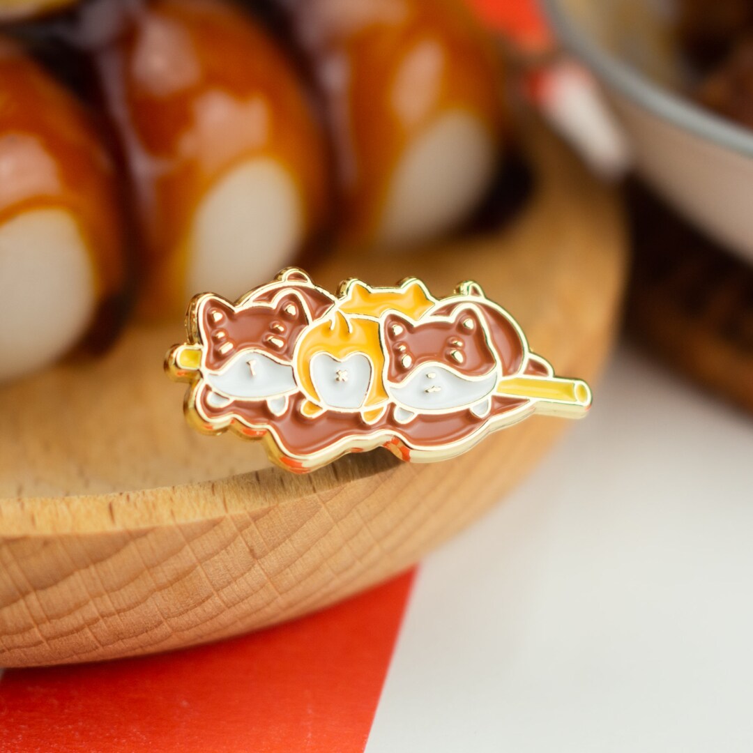Sweet Soy Sauce Dango Doggos Enamel Pin — Japanese Street Food | Cute ...
