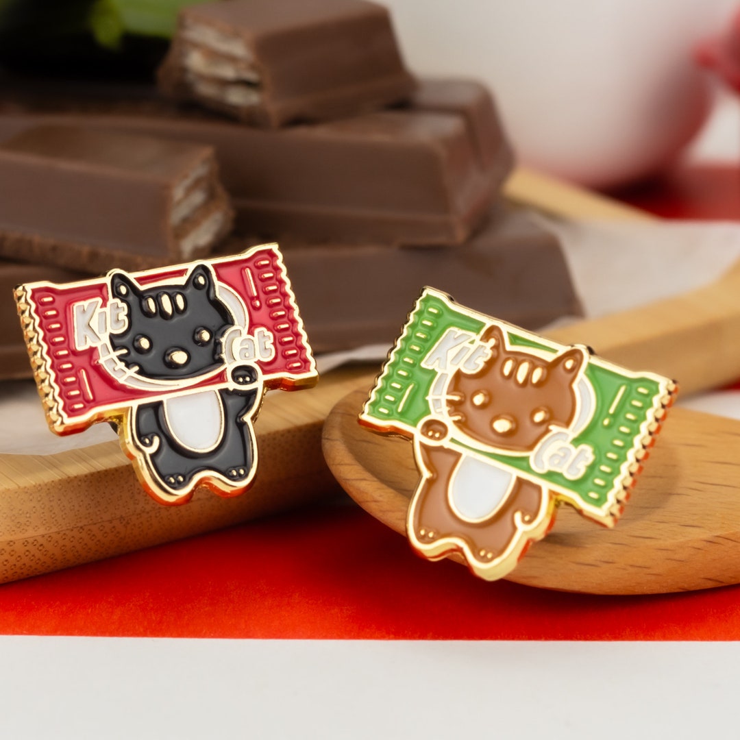 Kit Cat Enamel Pin — Choco Cat Kit Kat | Snack Food Pins | Cute Food ...