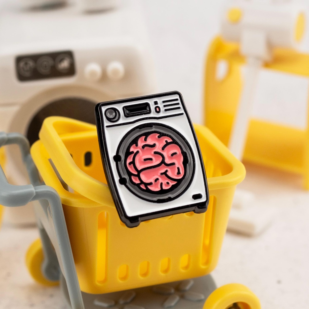 Brainwash Enamel Pin: Laundry Machine Pun Gift - Etsy