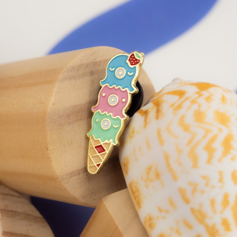 Tako Ice Cream Enamel Pin Kawaii Octopus Stack - Etsy