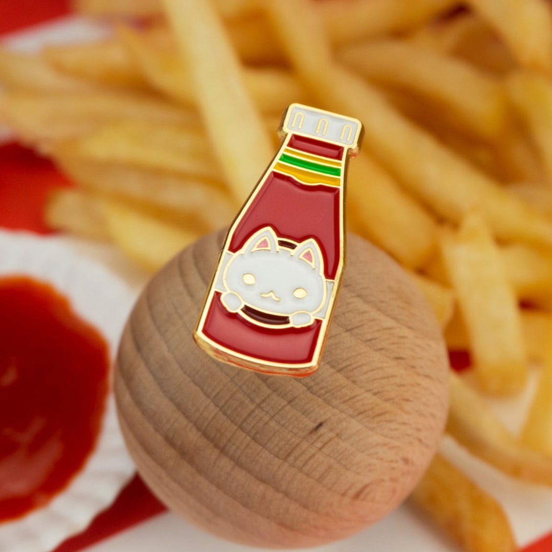 Ketchup Cat Enamel Pin Fun and Quirky Bestie/couple Accessory - Etsy