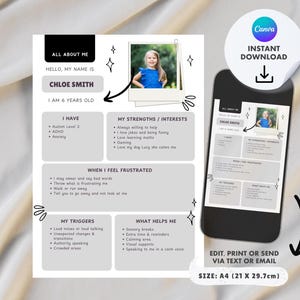 Editable Child Profile Template: Autism & ADHD Support (digital ...