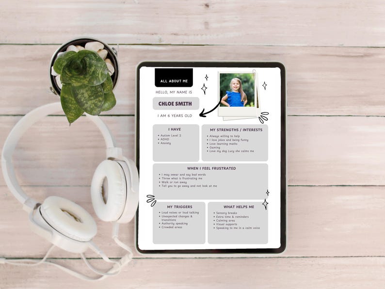 Editable Child Profile Template: Autism & ADHD Support (digital ...