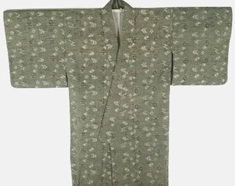 Japanese Kimono Robe Green Abstract Vintage Kimono Dress | Floral ...