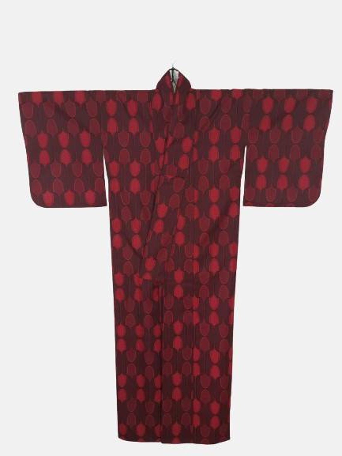 Japanese Kimono Robe Red Abstract Kimono Dress Floral Kimono - Etsy
