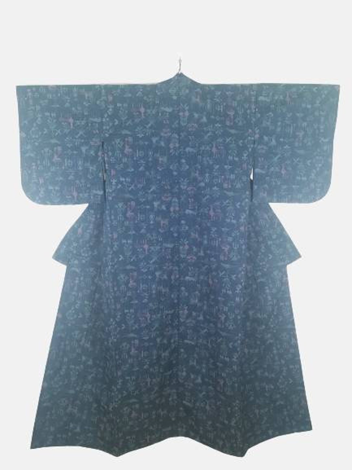 Japanese Kimono Robe Blue Abstract Kimono Dress Floral | Etsy