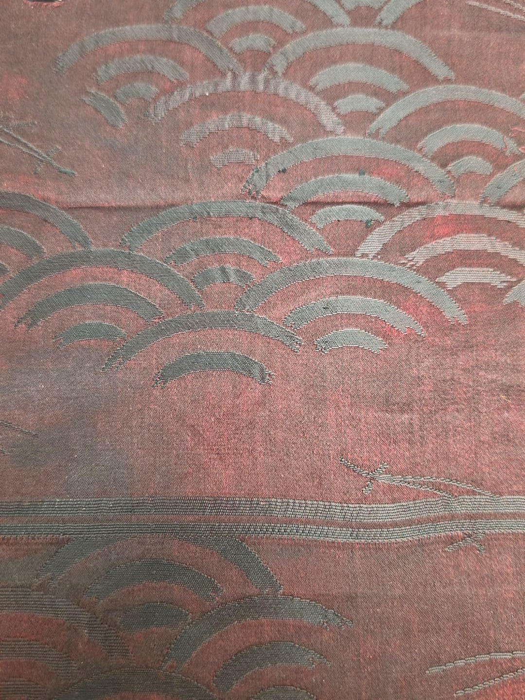 Japanese Kimono Obi Belt Silk Maroon Abstract Fukuro Nagoya Maru Obi ...