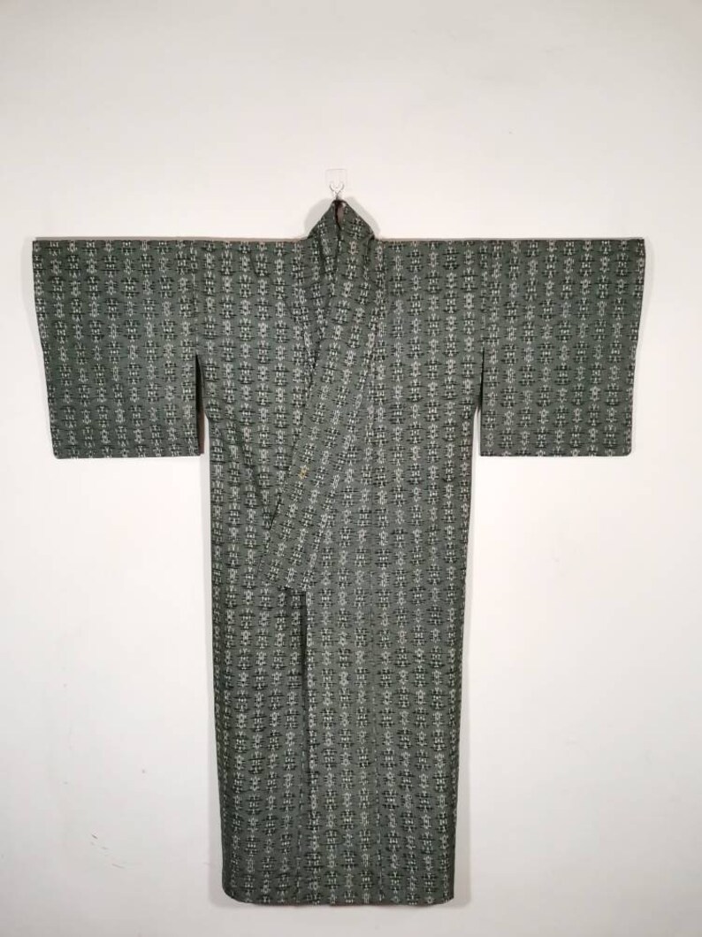 Japanese Kimono Robe Green Abstract Vintage Kimono Dress - Etsy
