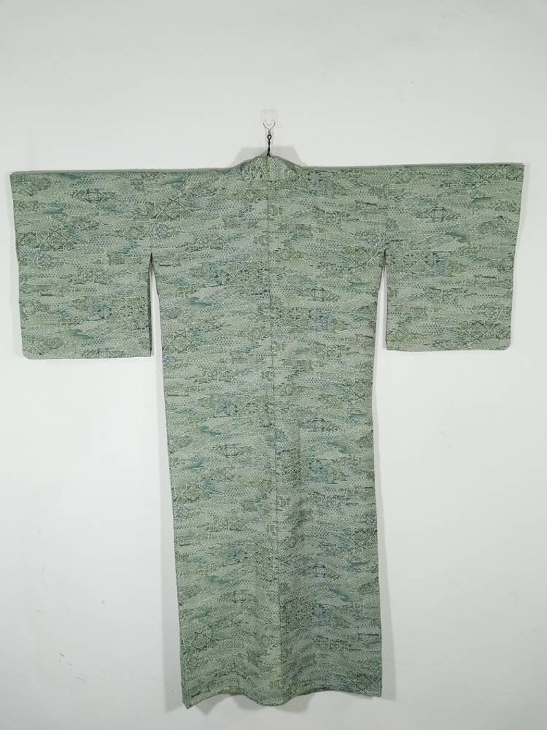 Japanese Kimono Robe Green Abstract Kimono Dress | Floral Kimono ...