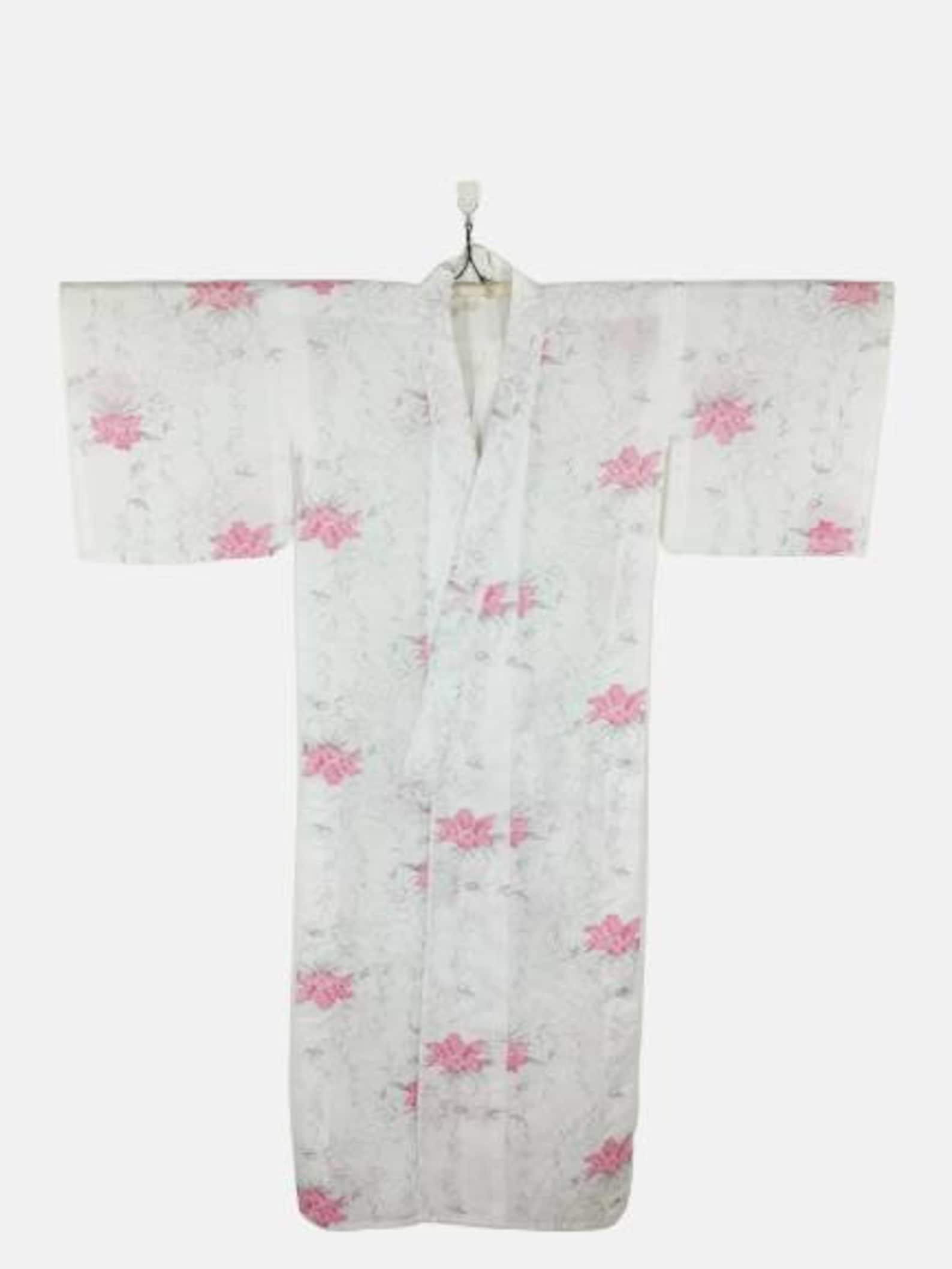 Japanese Kimono Robe White Floral Kimono Dress Floral Kimono - Etsy