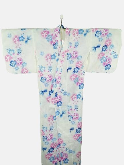 Japanese Kimono Robe White Floral Kimono Dress Floral Kimono | Etsy