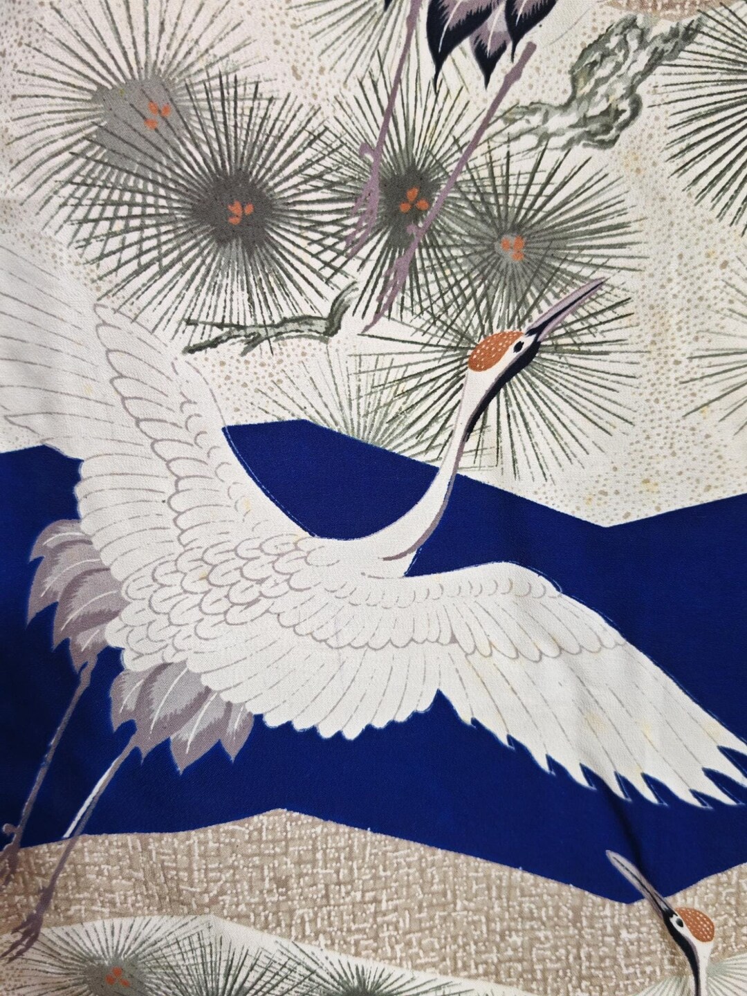 Japanese Blue Nagajuban Mens Bird Scenery Inner Under Wear Juban Jyuban ...