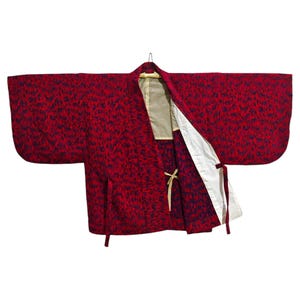 Japanese Red Haori Dochugi Floral Kimono Jacket | Floral Kimono Haori ...
