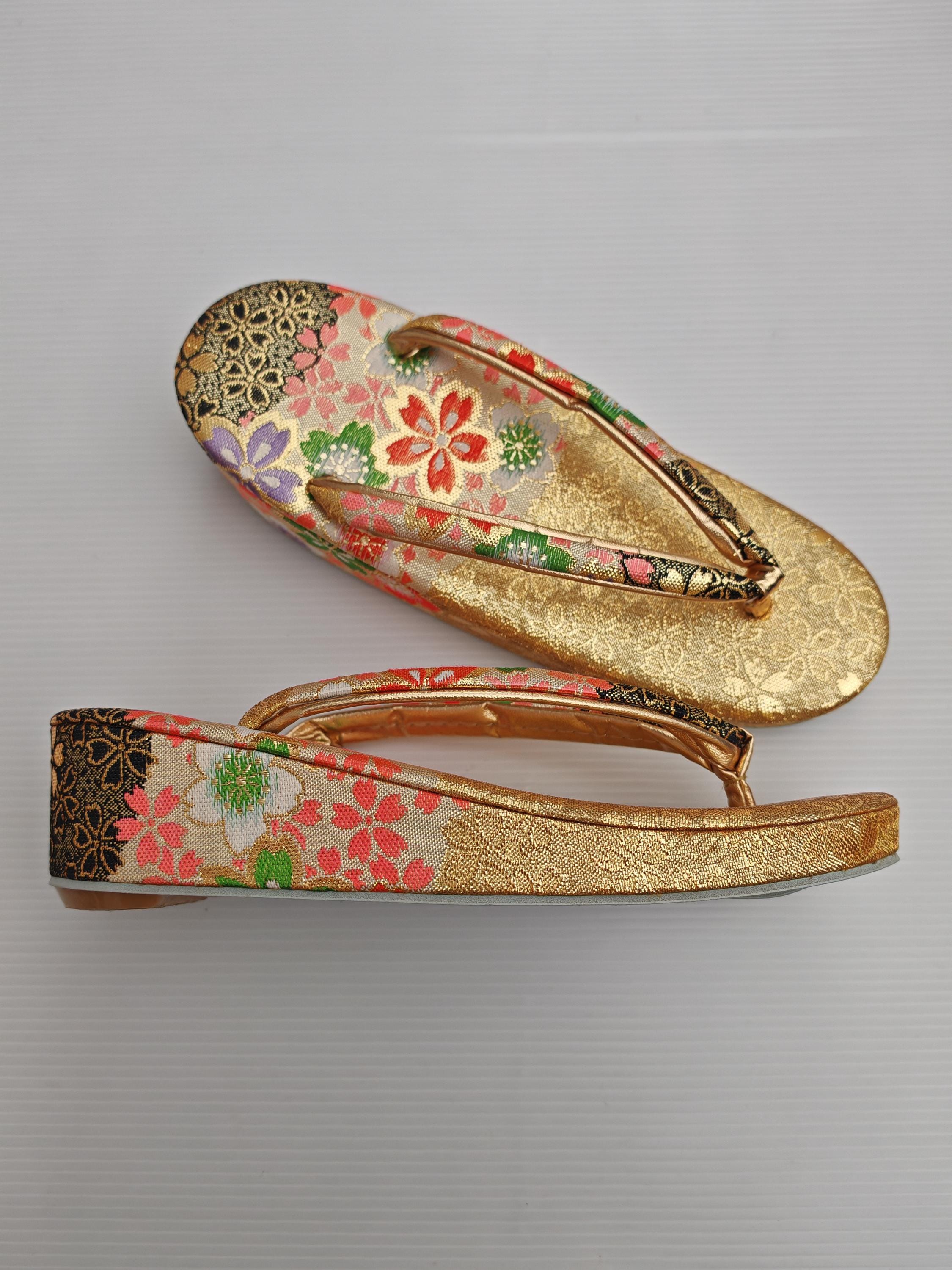 Japanese Traditional Gold Zori Geta Sandal Slipper Geta Shoes Geisha ...