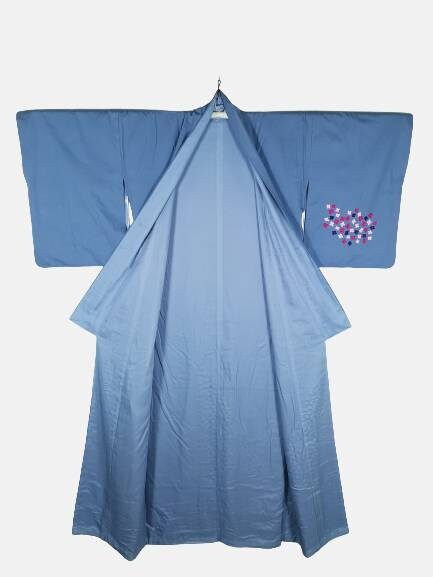 Japanese Kimono Robe Blue Floral Kimono Dress Floral Kimono - Etsy