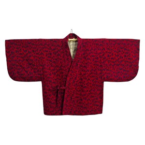 Japanese Red Haori Dochugi Floral Kimono Jacket | Floral Kimono Haori ...