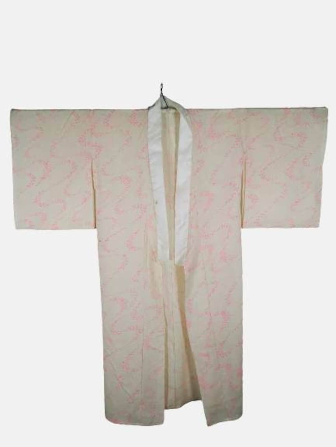 Japanese Women's Traditional Juban Cream Floral Nagajuban Inner Under ...