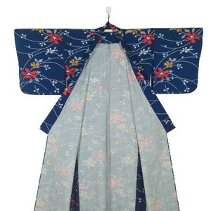 Japanese Kimono Robe Blue Floral Kimono Dress Floral Kimono Kimono ...