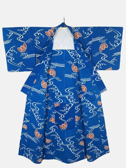 Japanese Kimono Robe Blue Abstract Kimono Dress Floral Kimono Kimono ...
