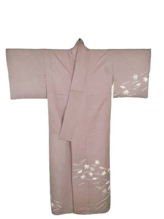 Japanese Kimono Robe Purple Floral Silk Kimono Dress … - Gem
