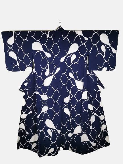 Japanese Kimono Robe Dark Blue Abstract Cotton Kimono Dress - Etsy