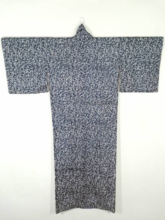 Japanese Kimono Robe Blue Floral Kimono Dress Flora… Gem