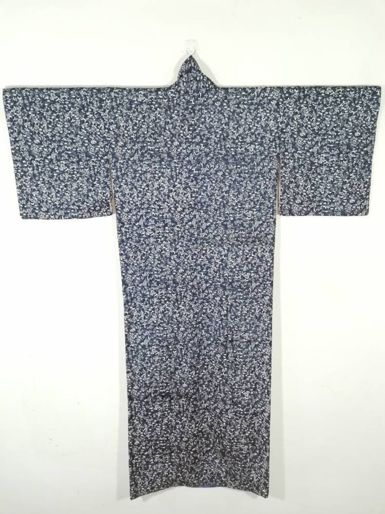 Japanese Kimono Robe Blue Floral Kimono Dress Floral Kimono - Etsy