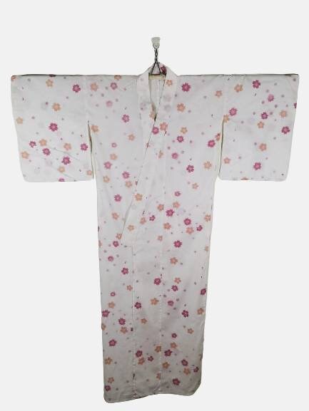 Japanese Kimono Robe White Floral Cotton Kimono Dress Floral Kimono ...