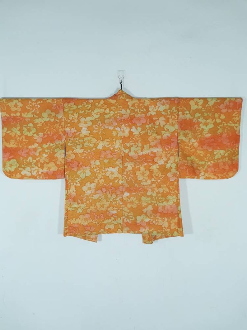 Japanese Orange Haori Floral Kimono Jacket | Floral Kimono Haori ...