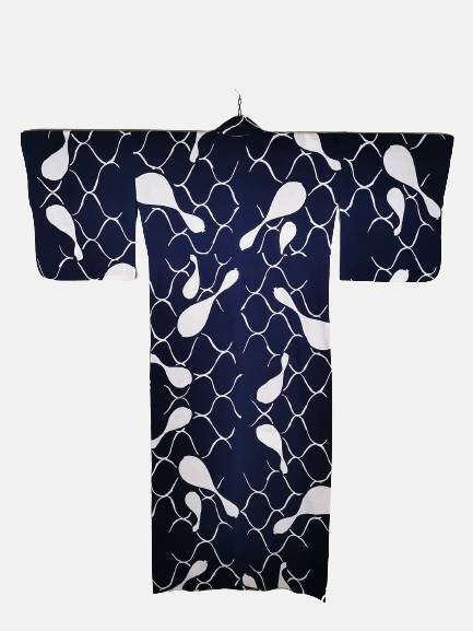Japanese Kimono Robe Dark Blue Abstract Cotton Kimono Dress - Etsy