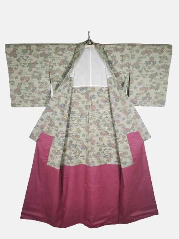 Japanese Kimono Robe Green Floral Kimono Dress | Flor… - Gem