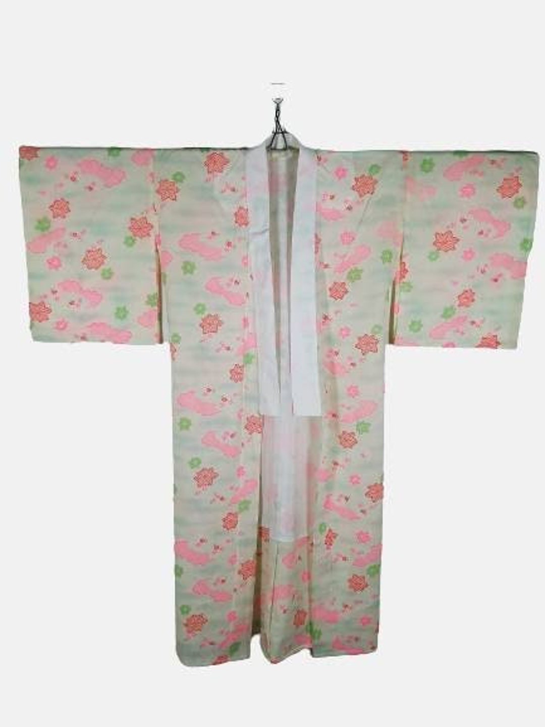Japanese Women's Traditional Juban Green Abstract Nagajuban Inner Under ...