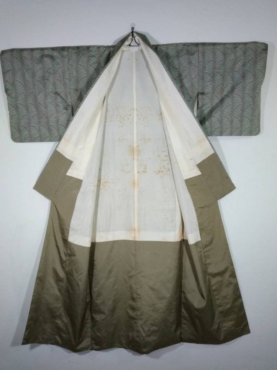 Japanese Kimono Robe Green Abstract Kimono Dress | Fl… - Gem