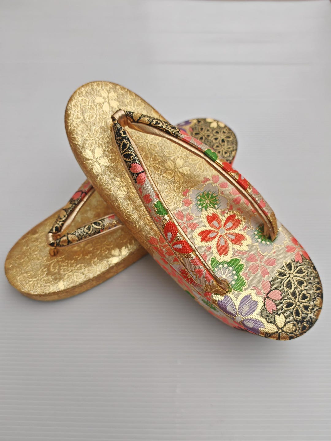 Japanese Traditional Gold Zori Geta Sandal Slipper Geta Shoes Geisha ...