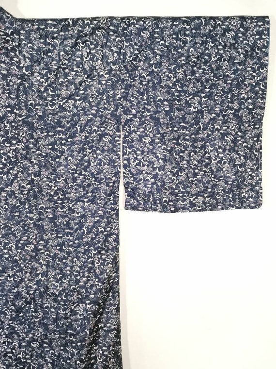 Japanese Kimono Robe Blue Floral Kimono Dress | Flora… - Gem