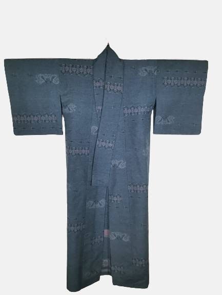 Japanese Kimono Robe Blue Abstract Kimono Dress Floral Kimono Kimono ...