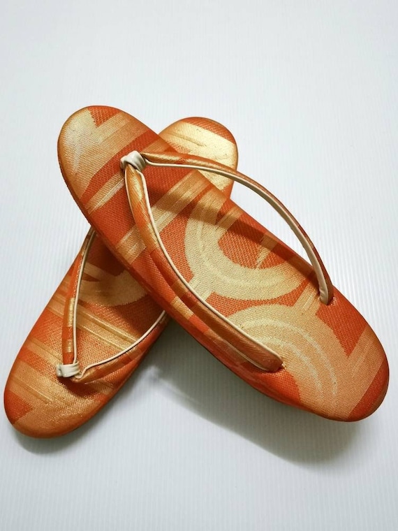 Japanese Traditional Orange Zori Geta Sandal Slipper Geta | Etsy
