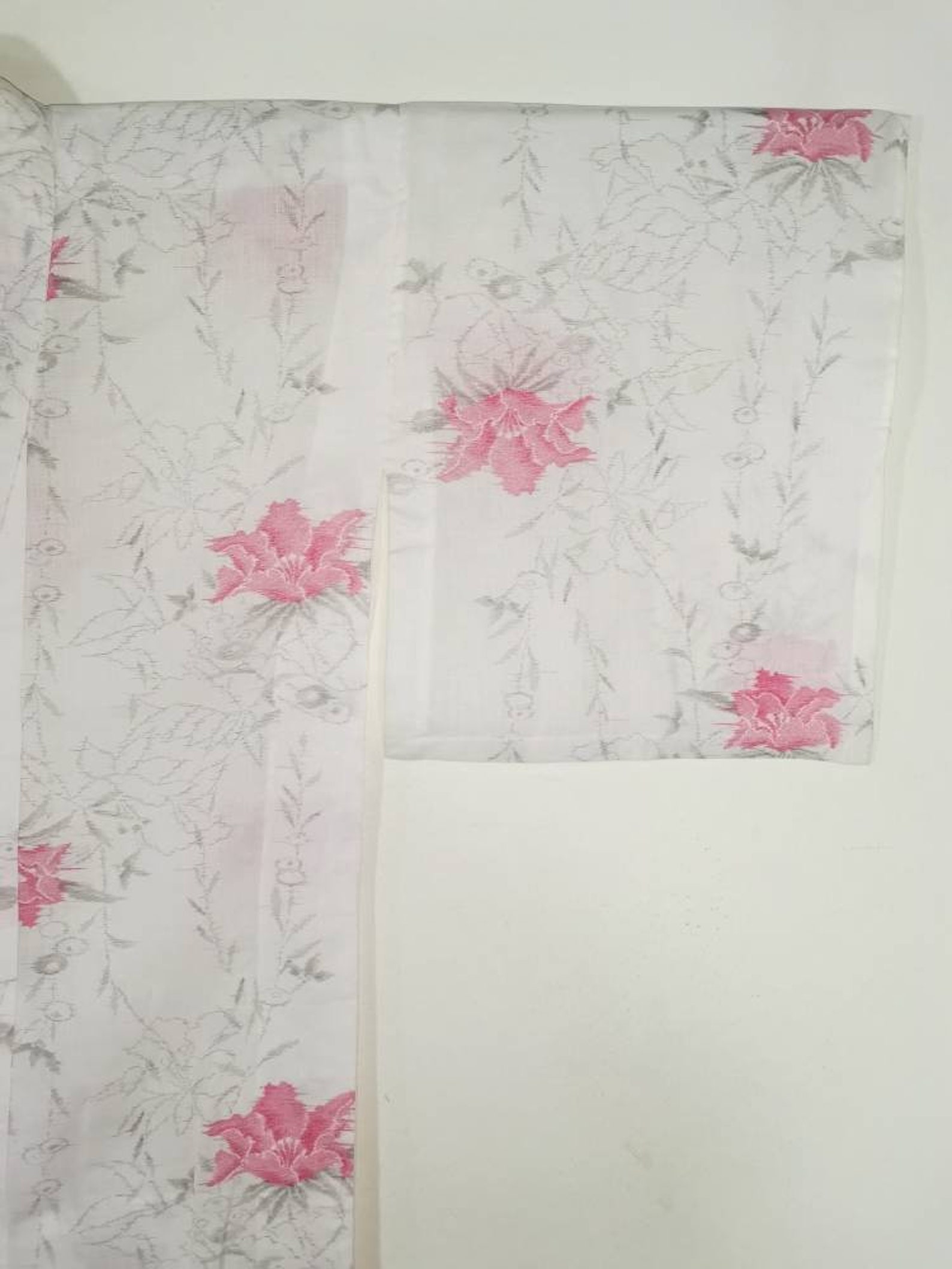 Japanese Kimono Robe White Floral Kimono Dress Floral Kimono | Etsy