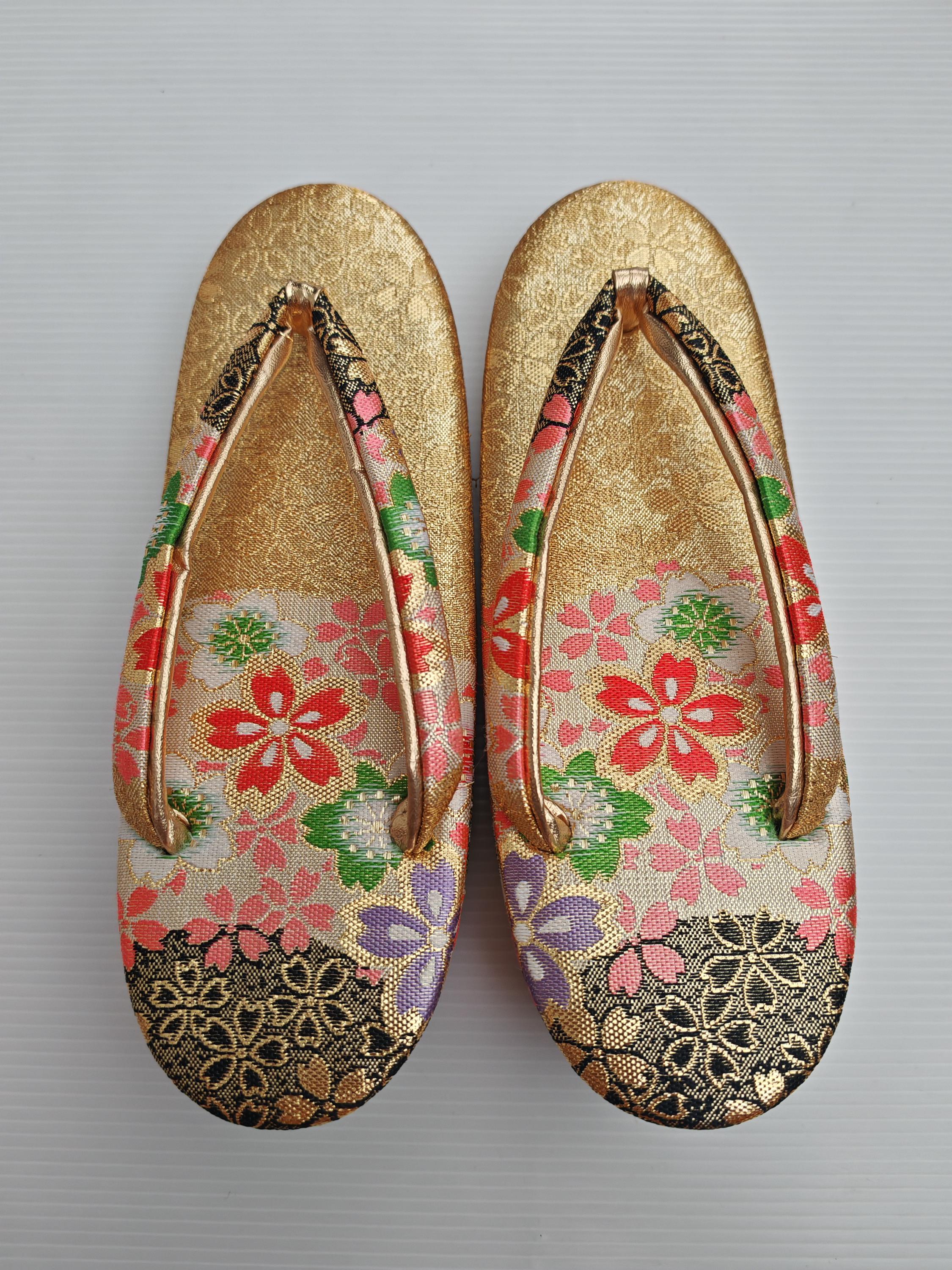 Japanese Traditional Gold Zori Geta Sandal Slipper Geta Shoes Geisha ...