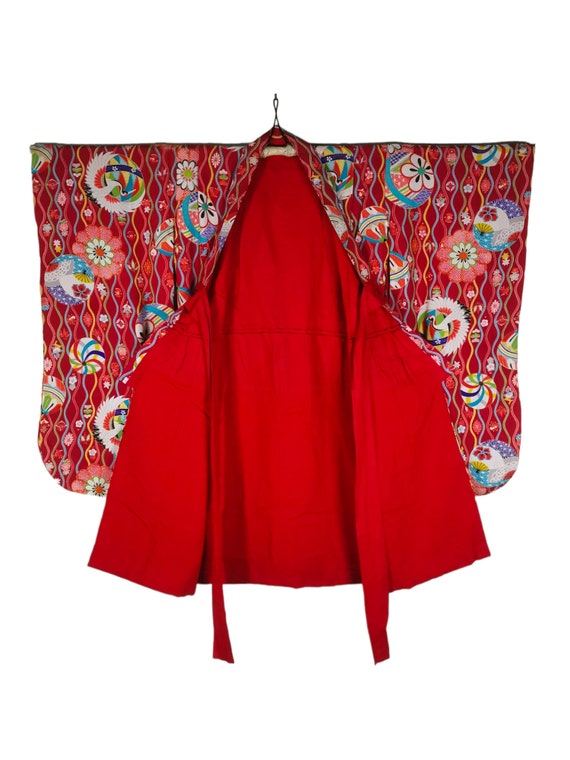 Japanese Kimono Robe Red Abstract Kimono Dress | Flor… - Gem