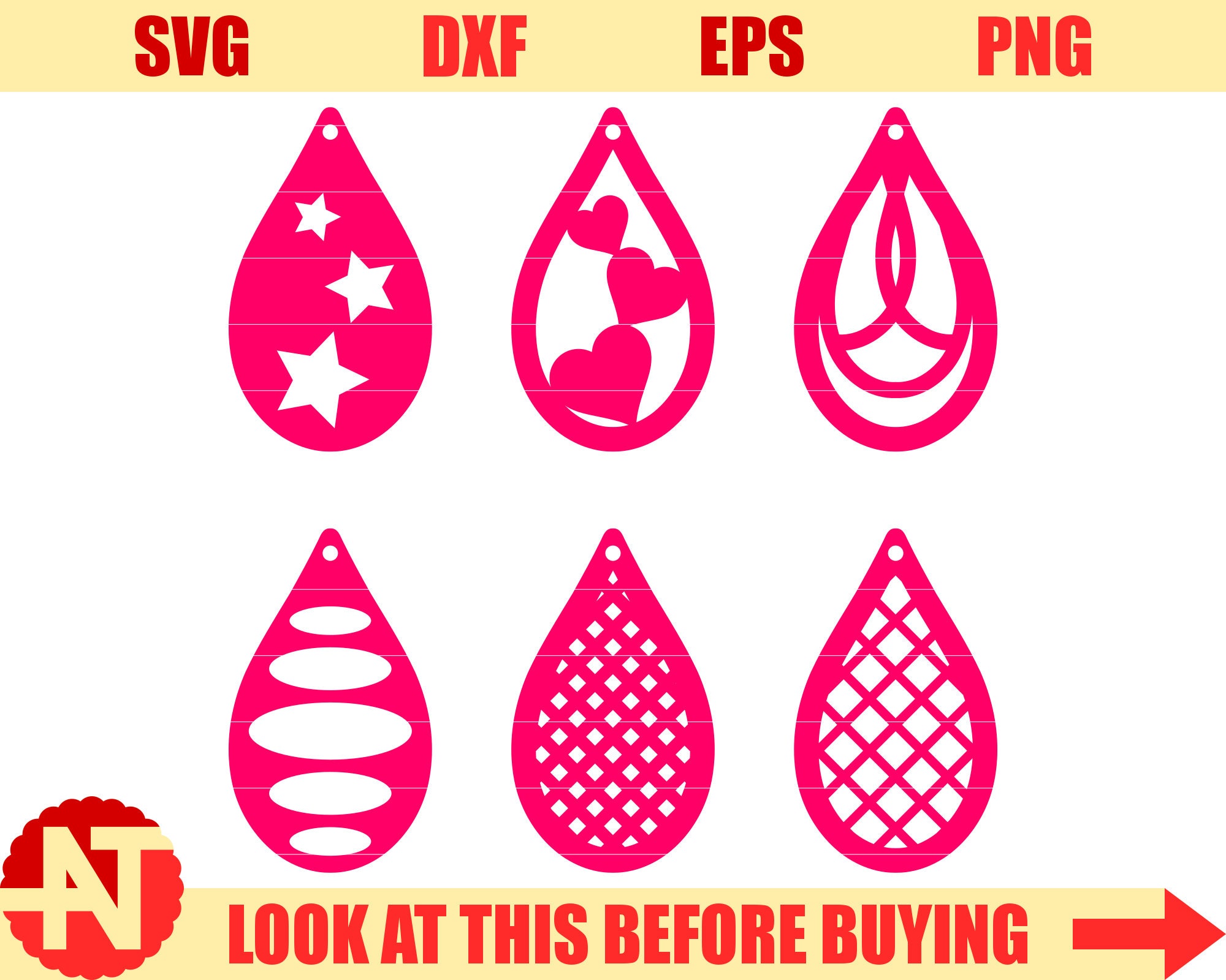 Tear drop SVG Pendant SVG Dangle earrings svg Leather earning | Etsy