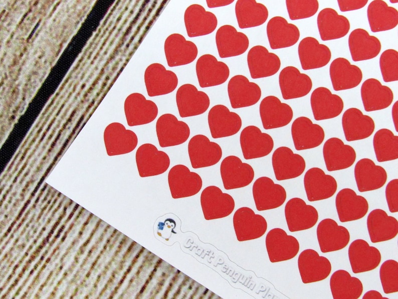 TINY Heart Stickers, Heart Planner Stickers, Mini Red Heart Stickers ...